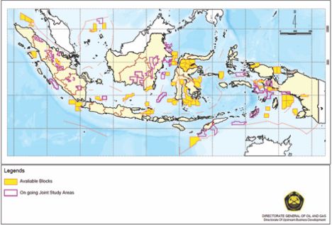 Map of avaliable blocks and on-going joint study areas